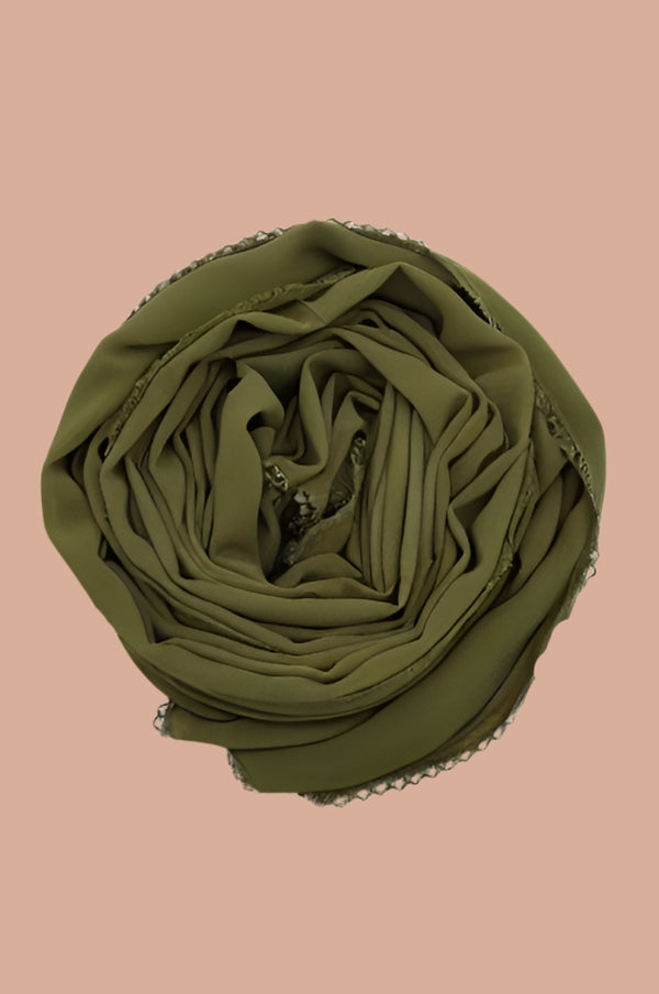 Basic Crochet Chiffon Hijab - Moss Olive Green – Mawdeest